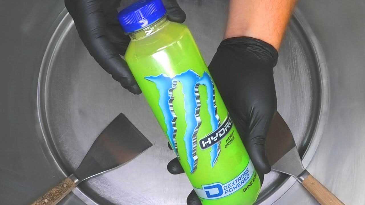 MONSTER Ice Cream Rolls | how to make Monster Hydro Energy Ice Cream ...