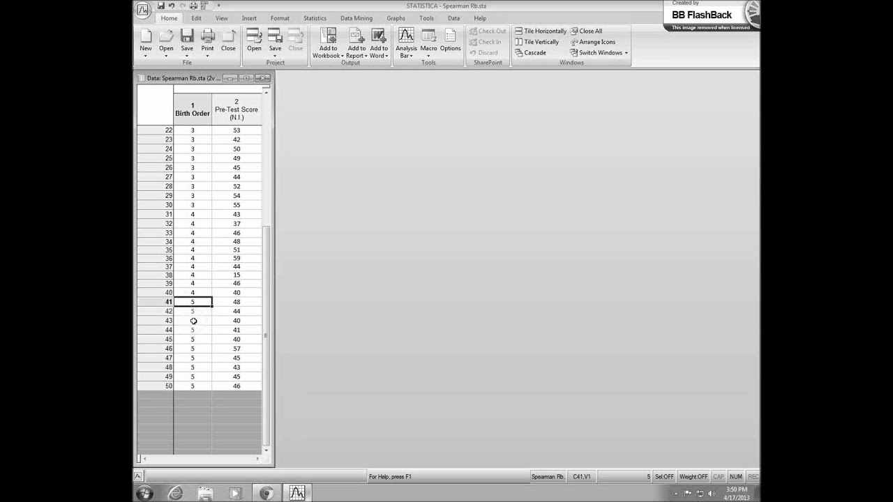 Statistica 11 Tutorial #6: Spearman R - YouTube
