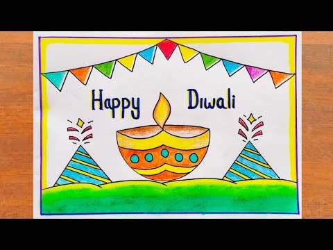 Diwali Drawing Easy / Happy Diwali Poster Drawing / Diwali Diya Drawing ...