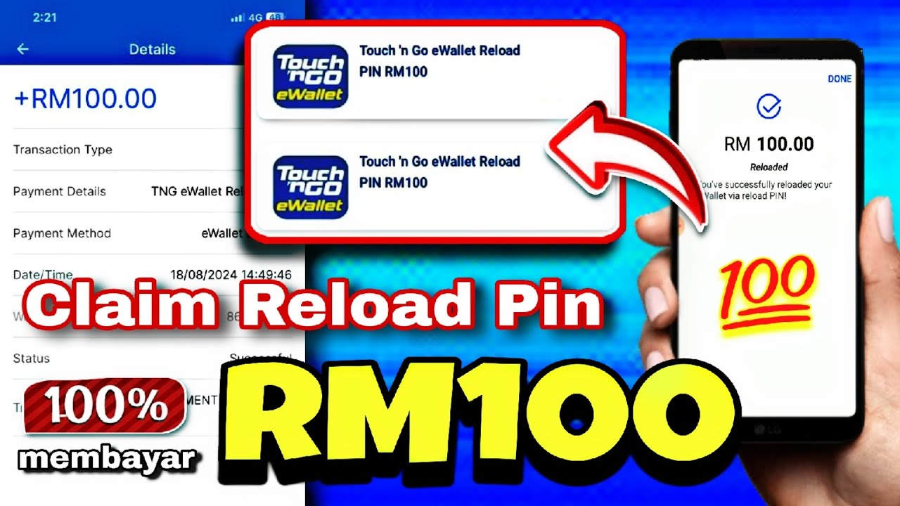 cara claim reload pin RM100 terbaru 2024 !! Tebus dari touch n go - YouTube