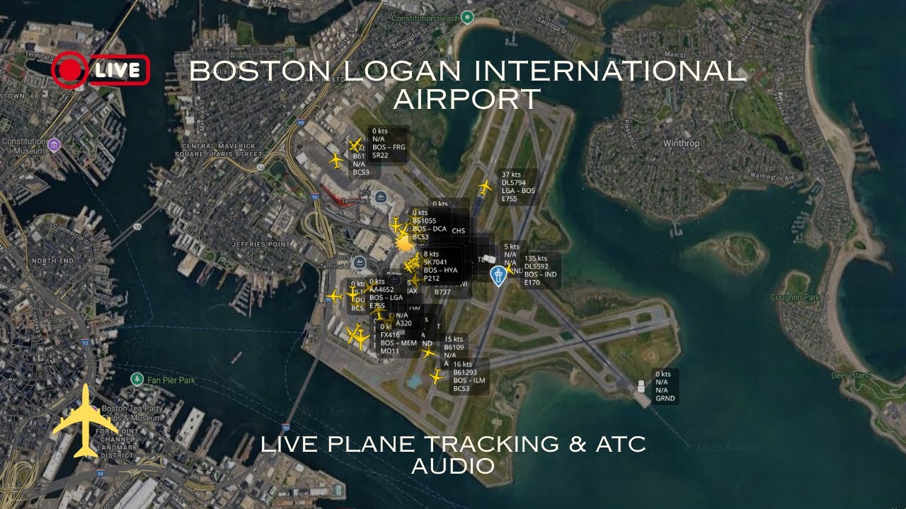 🔴 LIVE: (BOS) Boston Logan International Airport Plane Tracking & ATC ...