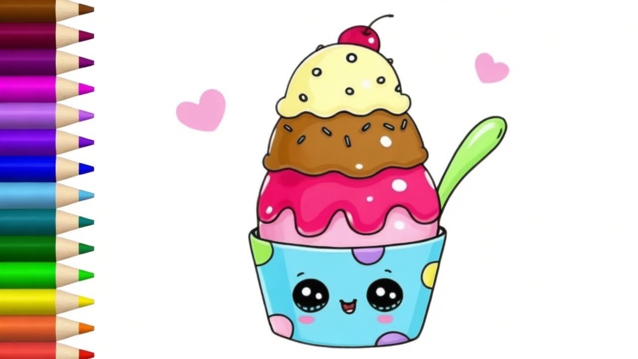 How to draw delicious ice cream | Ice cream drawing and coloring for ...