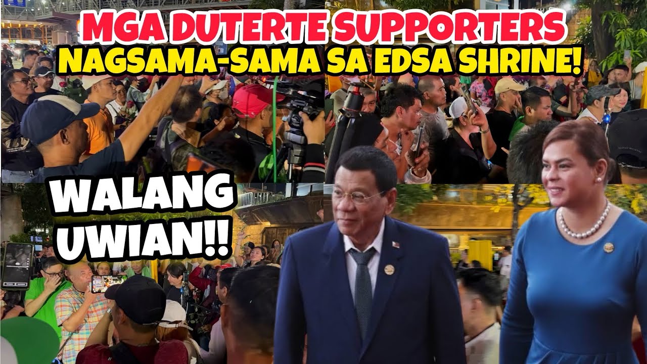 MGA DUTERTE SUPPORTERS WALANG UWIAN SA EDSA SHRINE! - YouTube