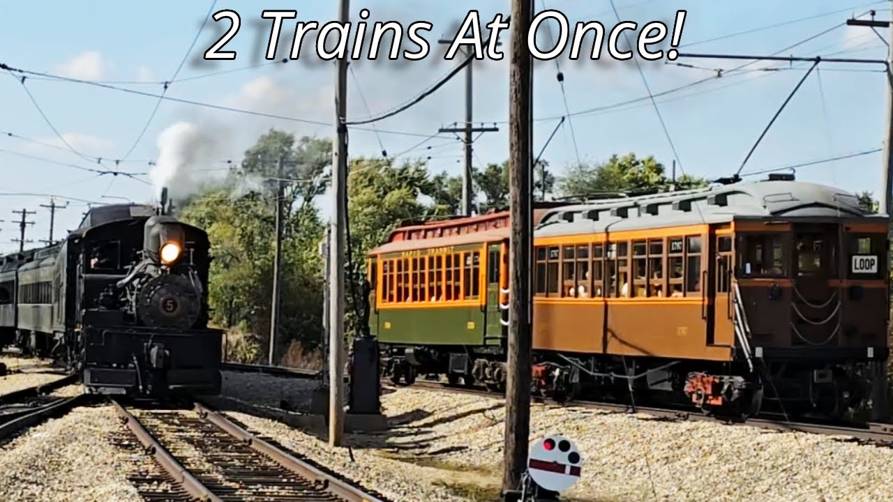 The Shay 5 and CTA Streetcar At The Same Time! (Illinois Railway Museum ...