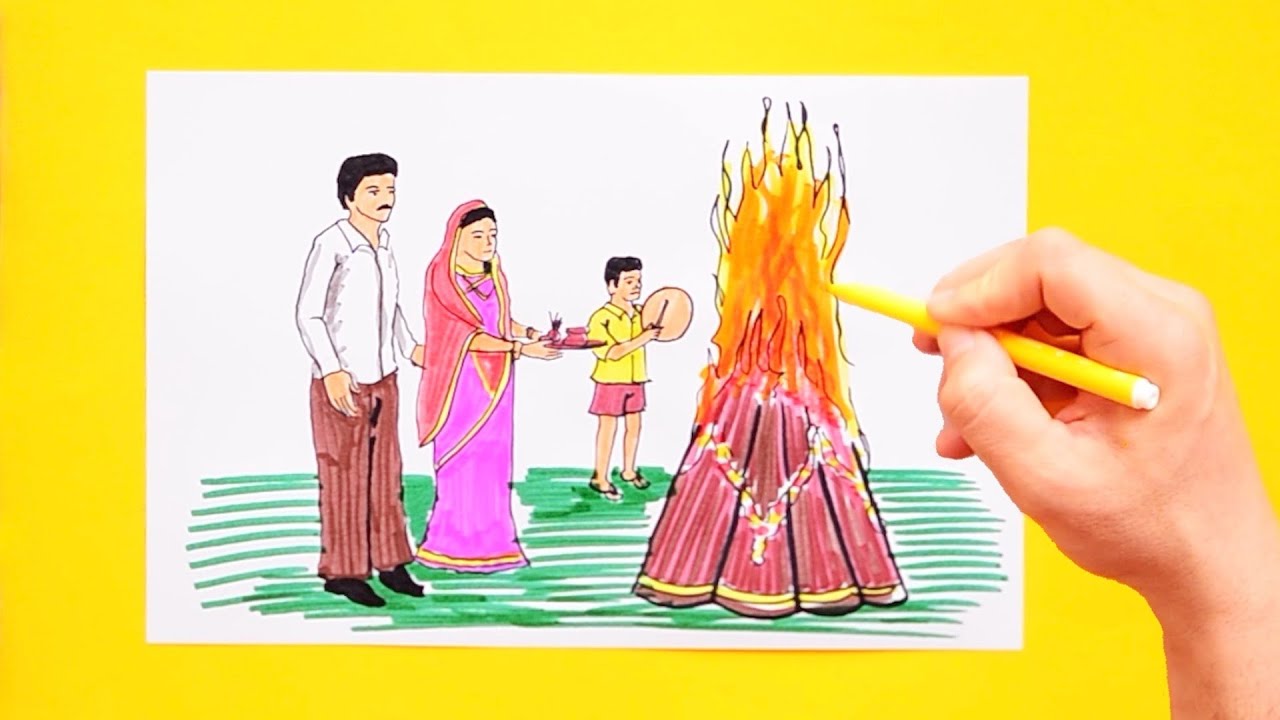 How to draw Holi Festival - YouTube