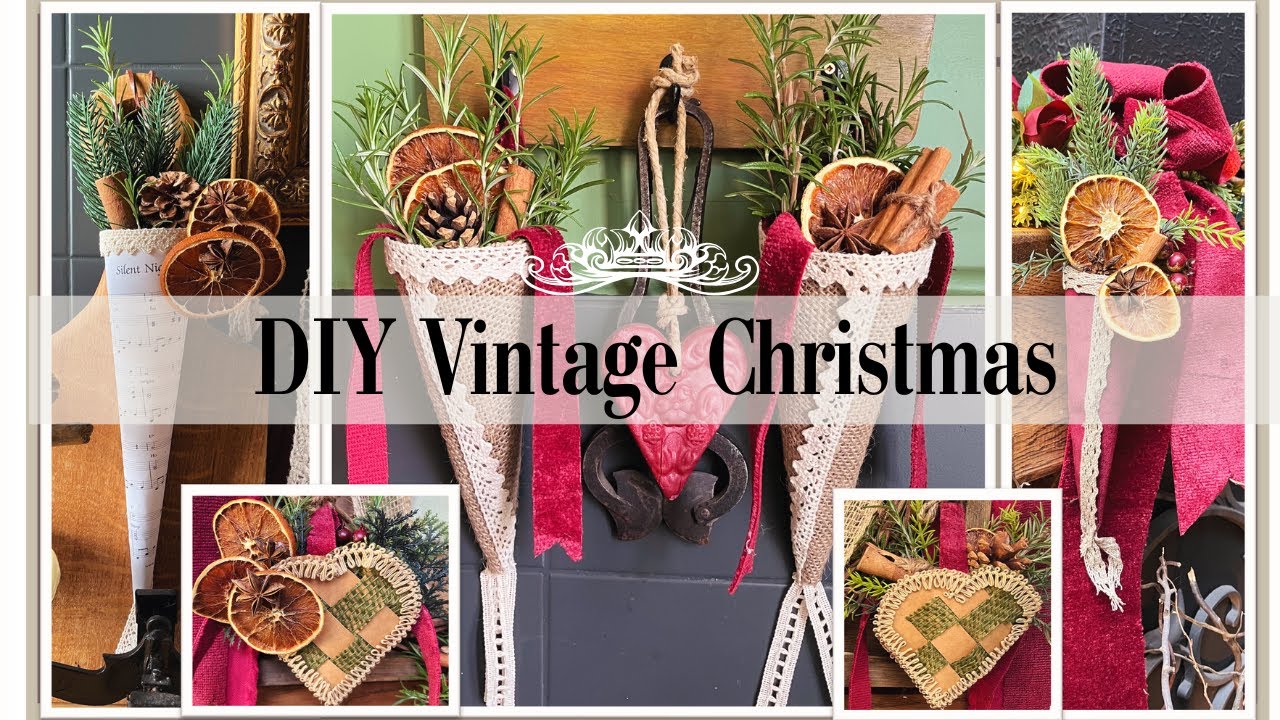 DIY Vintage Christmas Cones & Heart Baskets | Cozy Old World Holiday ...