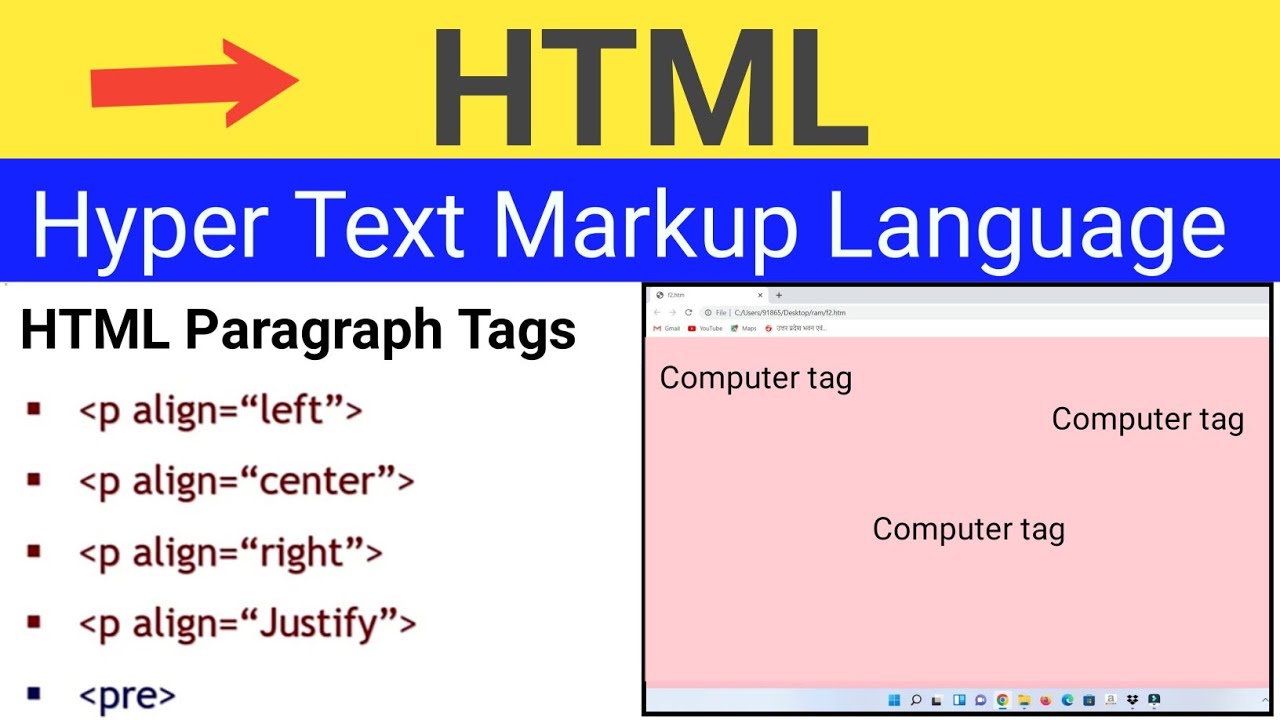 HTML Paragraph Tags | HTML Course for beginners in [Hindi] html kaise sikhe in hindi| p ...
