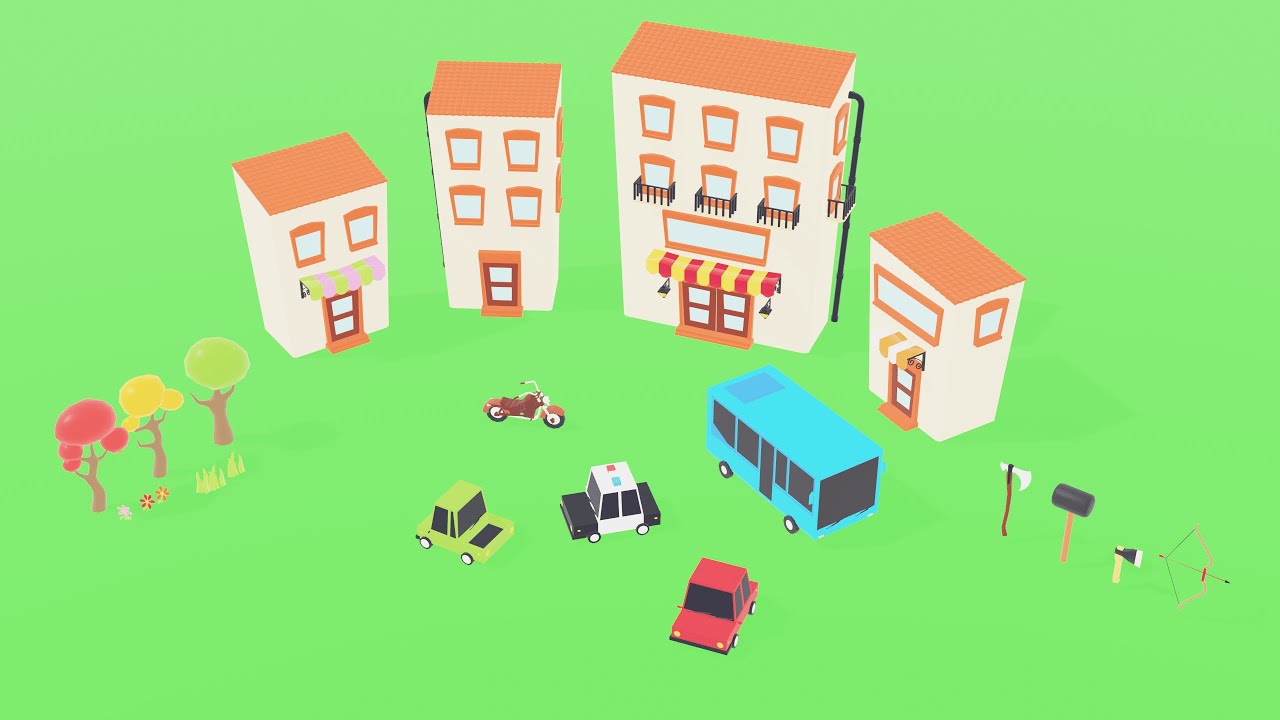 Mixed Small Pack - Low Poly Assets Low-poly 3D model - YouTube