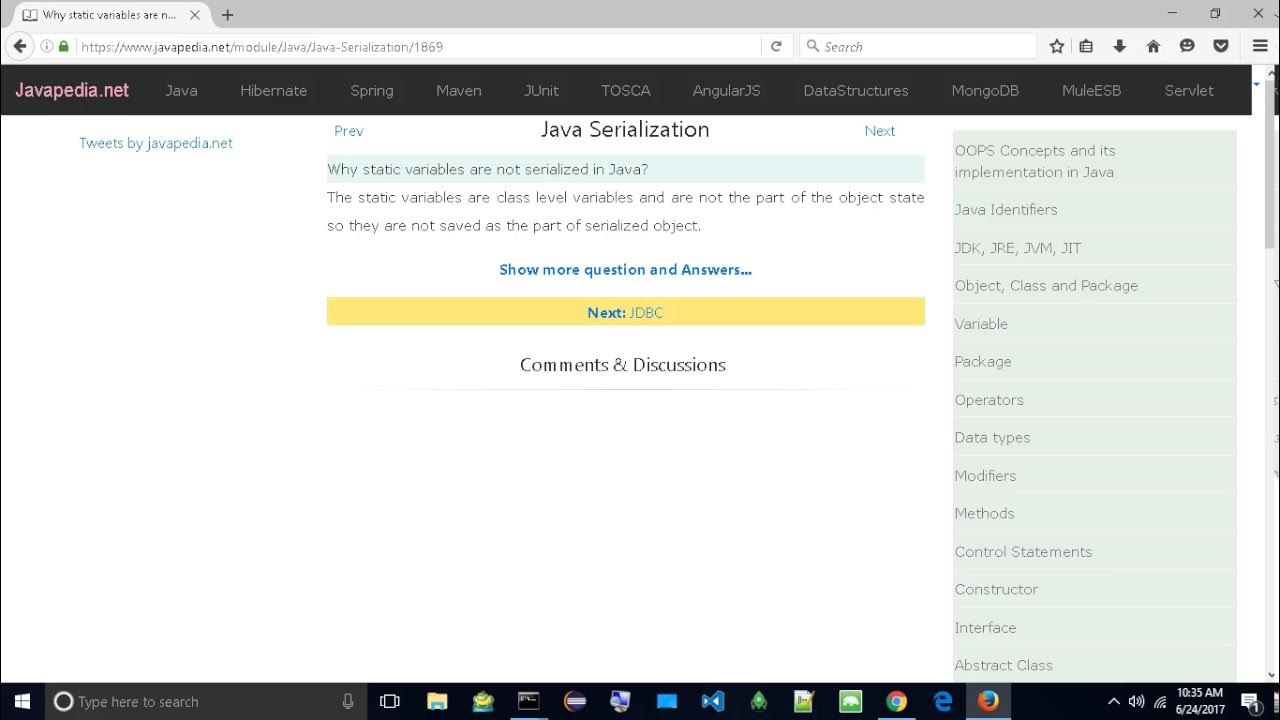 Why static variables are not serialized in Java? | javapedia.net - YouTube
