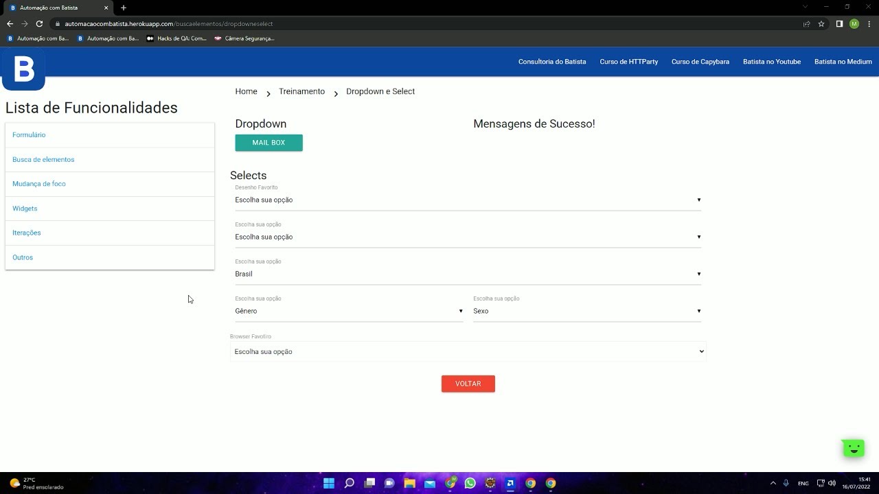Aula05 - Validando elemento visivel na tela com Selenium (JAVA) - YouTube