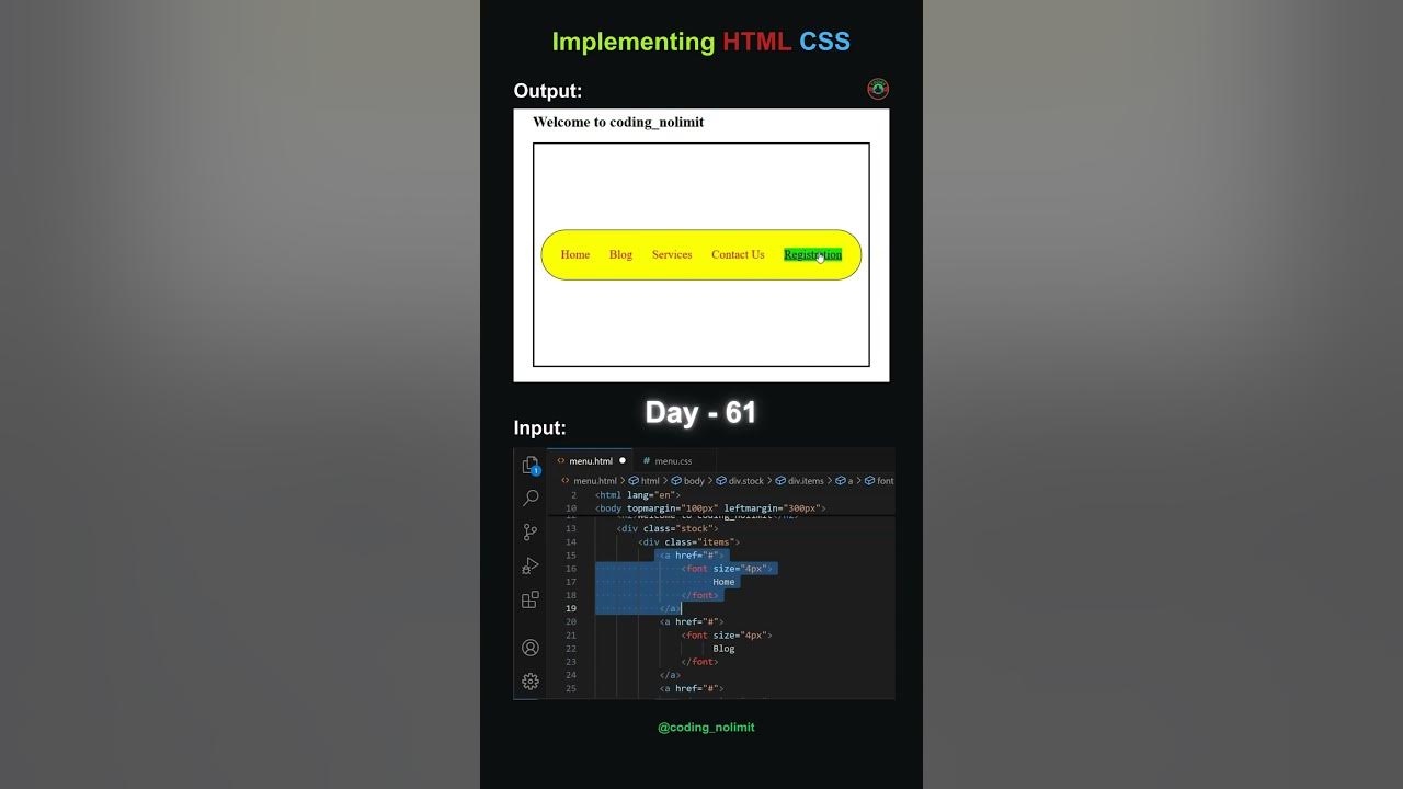Day-61 Challenge 🎯 Html & Css👨‍💻. coding_nolimit #shorts #youtubeshorts #coding #html - YouTube