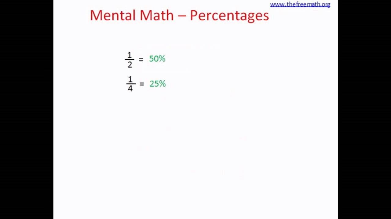 Mental Math - Percentages - YouTube