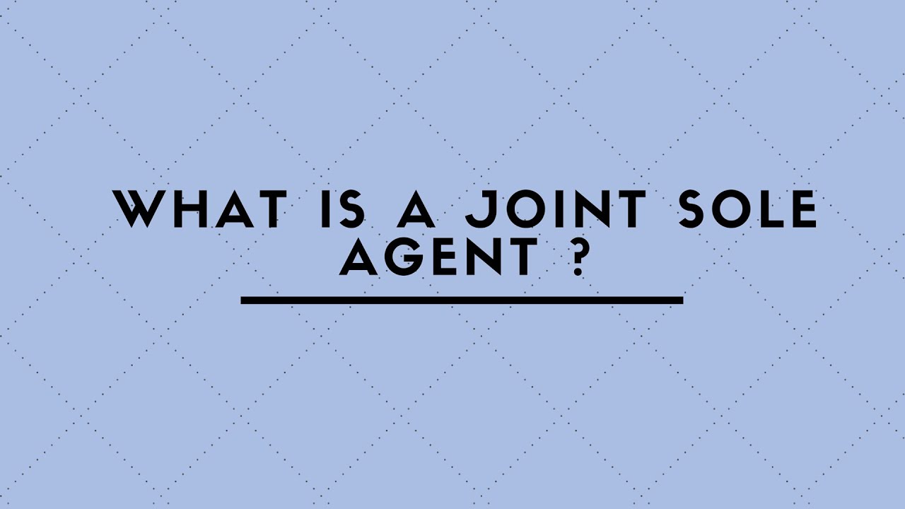 WHAT IS A JOINT SOLE AGENT ? - YouTube