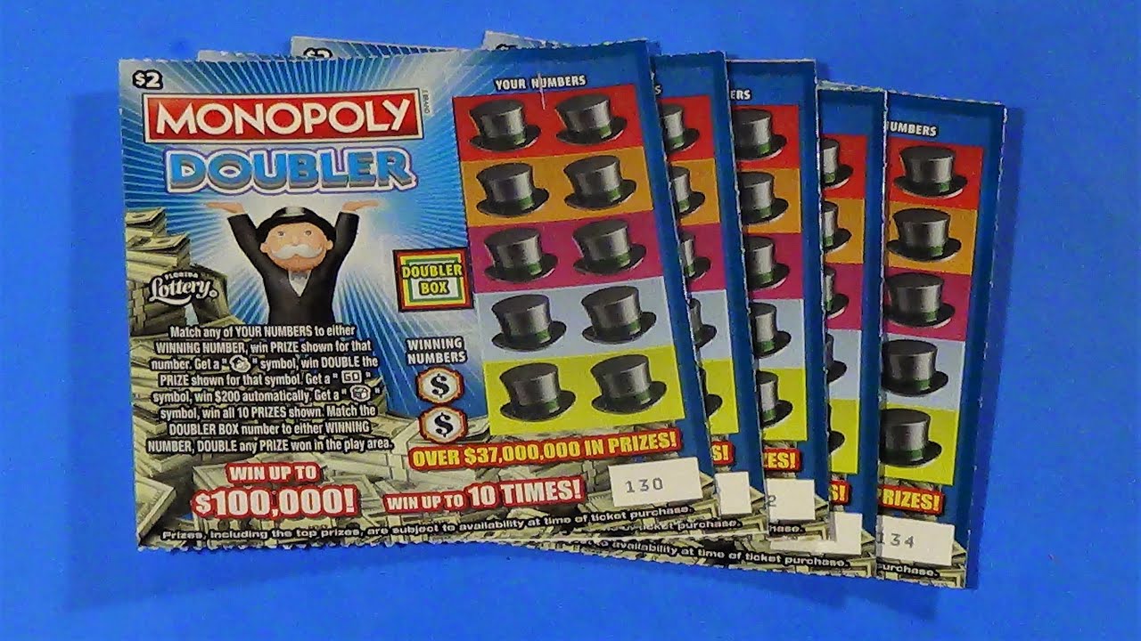 SOOD 1063: FIVE $2 MONOPOLY DOUBLER Florida Lottery Scratch Tickets ...