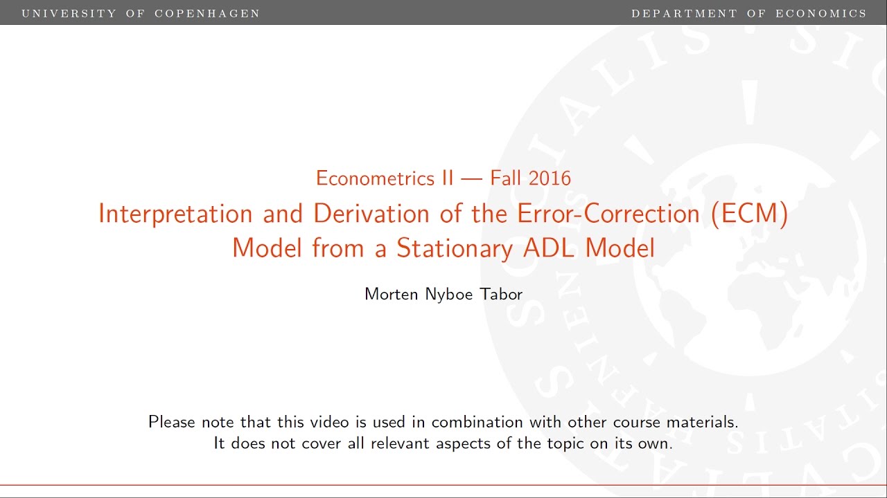 Interpretation and Derivation of the ECM Model from a Stationary ADL ...