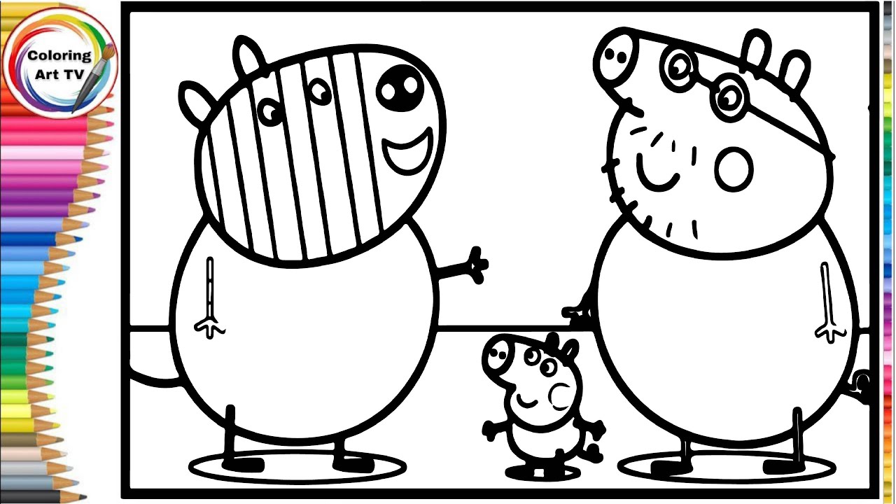 Peppa Pig's dad and brother George meet their zebra friend _ Learn to ...