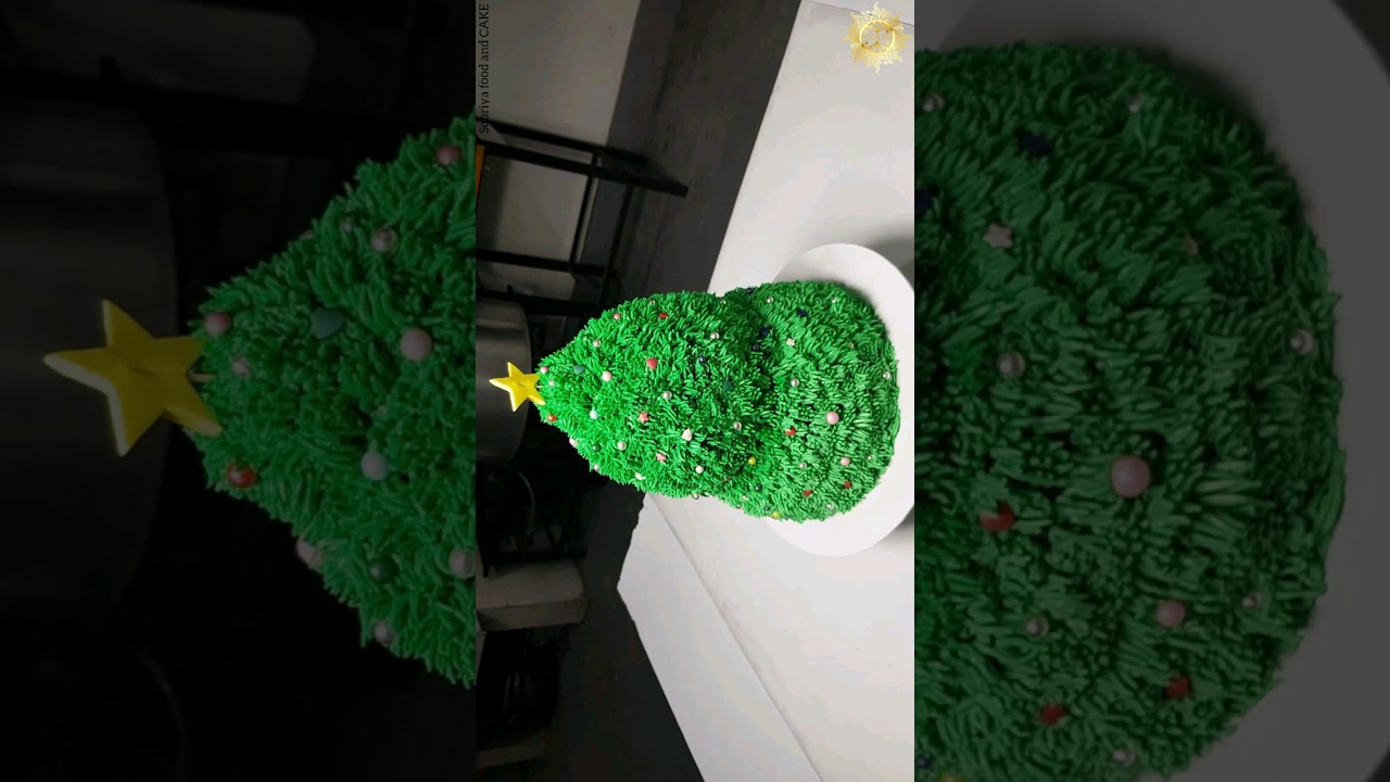 Christmas tree themed cake created using only magic margarine icing #shorts #christmas - YouTube