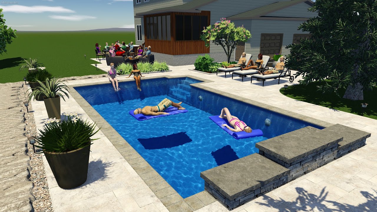 16 x 32 Inground Pool design with Retaining Wall by Rideau Pools Ottawa ...