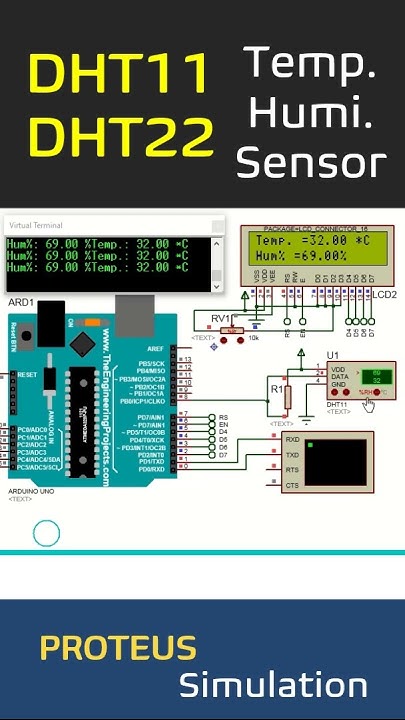 Arduino DHT11 DHT22 Proteus Simulation - YouTube