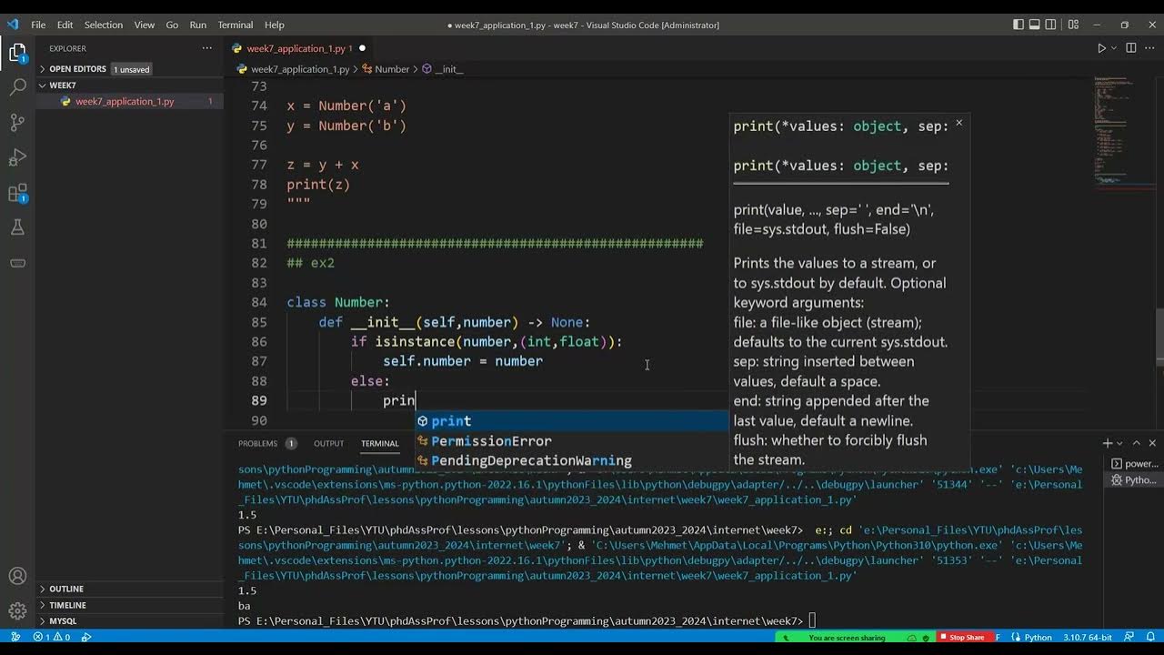 2023/2024 Autumn - Python Programming - Les7-1 - Operator Overloading in Python - YouTube