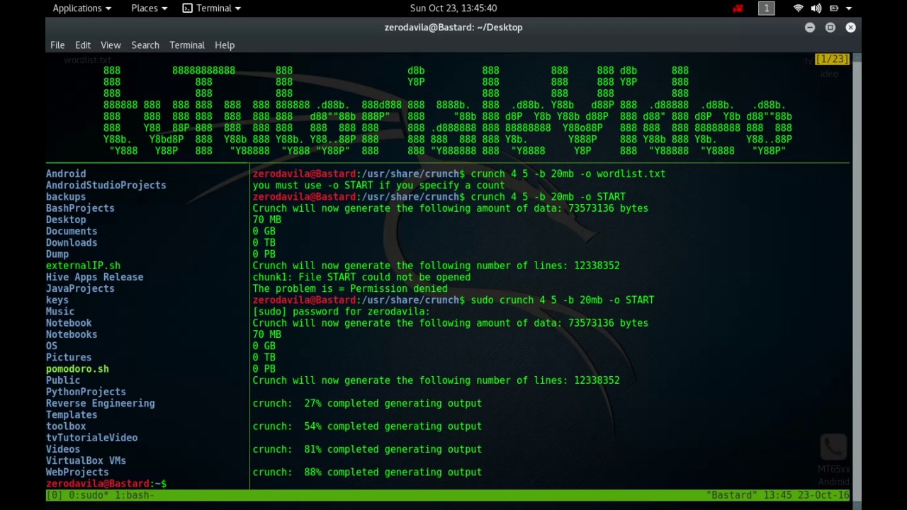 Cum generam liste de parole pentru a sparge o parola - YouTube