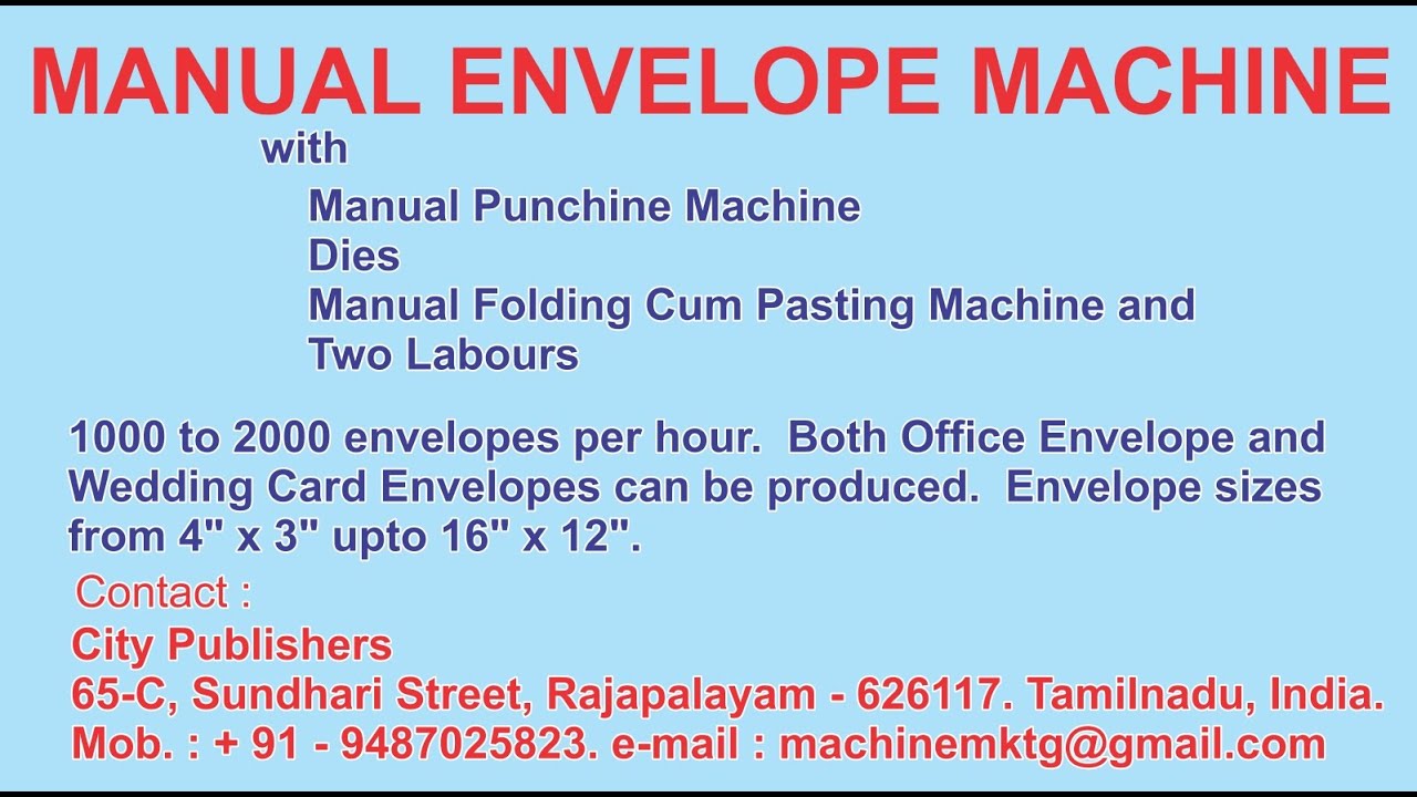 Manual Envelope Machine - YouTube