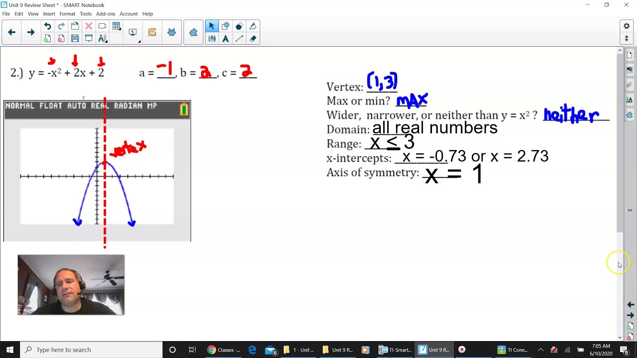 ALGEBRA I - Unit 10 Review Sheet (Quadratic Functions) - YouTube