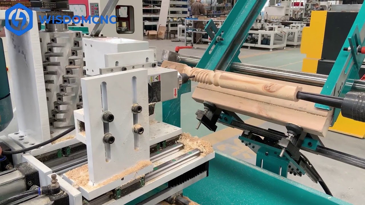 Multi-function L1530A Auto Feeding CNC wood lathe with Spindle - YouTube
