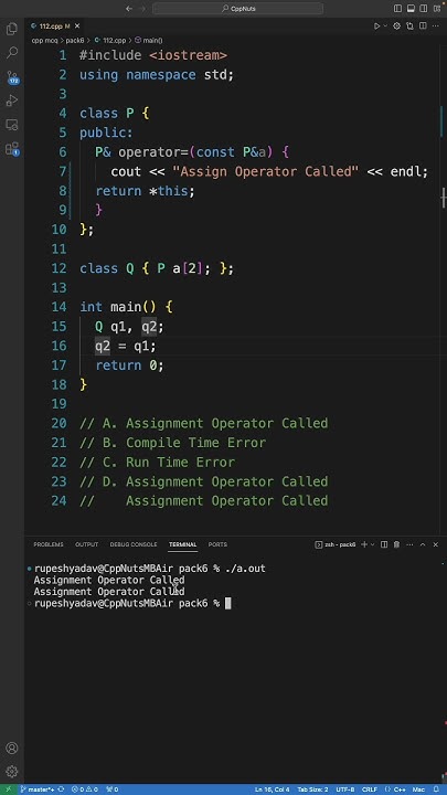 Copy Assignment Operator With Array In C Cplusplus Cppprogramming Youtube