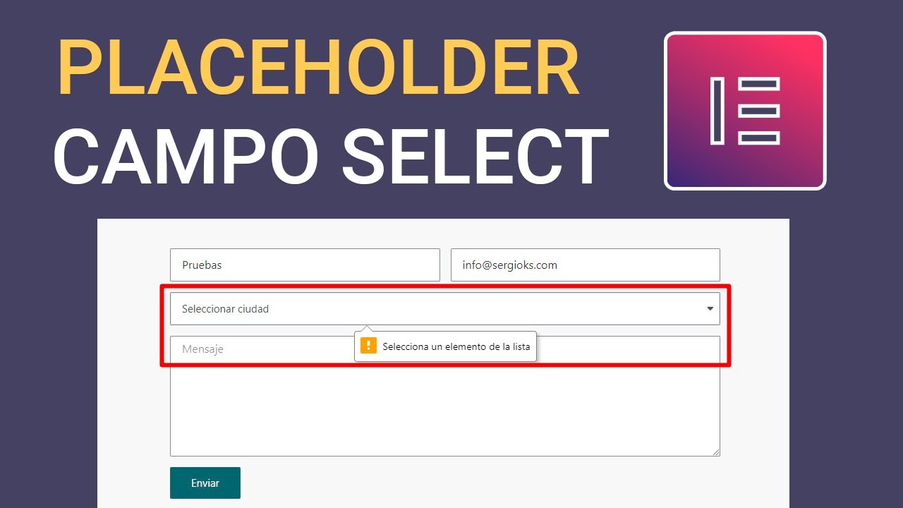 A adir Un Placeholder A Los Campos Select En Los Formulario De Elementor Pro YouTube A adir Un Placeholder A Los Campos Select En Los Formulario De Elementor Pro YouTube