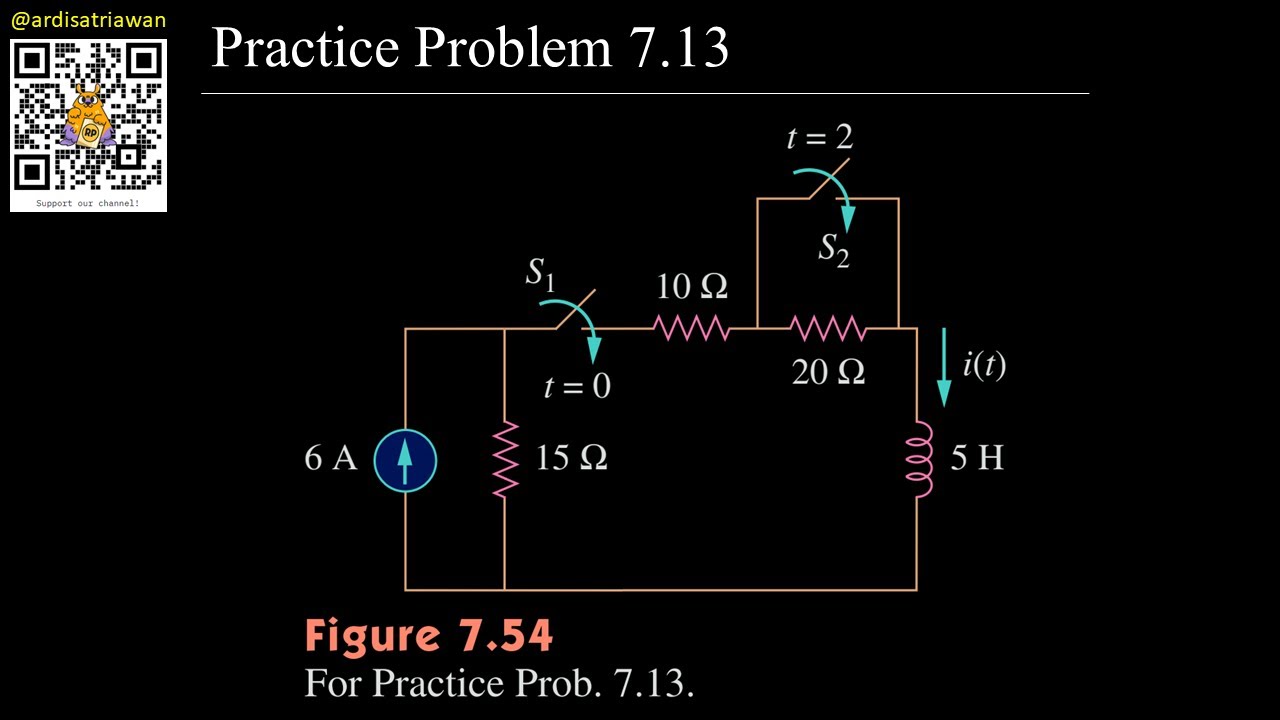 Practice Problem 7.13 Fundamental of Electric Circuits (Sadiku) 5th Ed - First Order RL Circuit ...