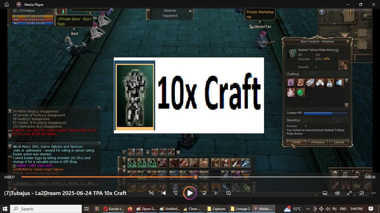 L2 Tallum plate armor 10x Craft - YouTube