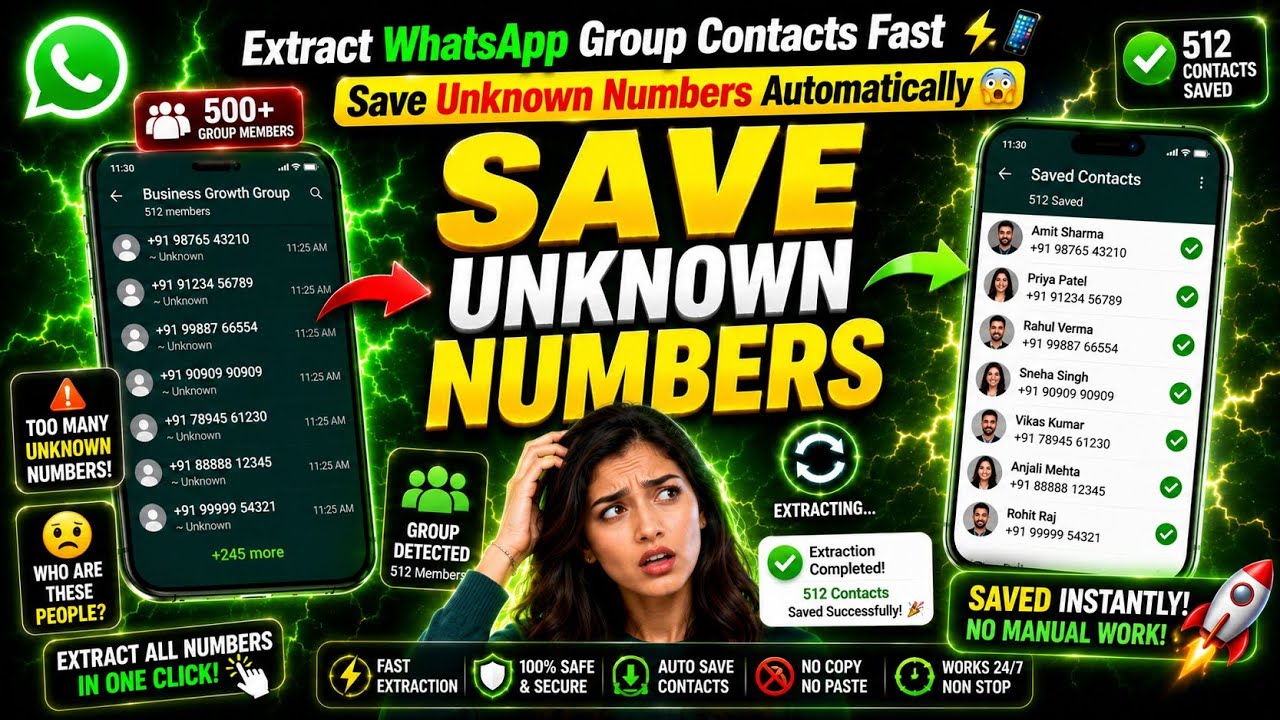 Export All WhatsApp Group Numbers to Phonebook | Fastest Contact Saving ...