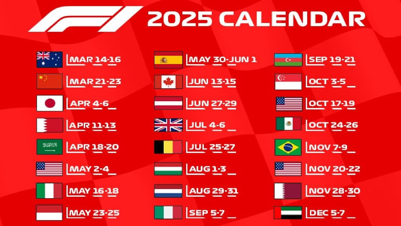 F1 2025 CALENDAR BREAKDOWN! - YouTube