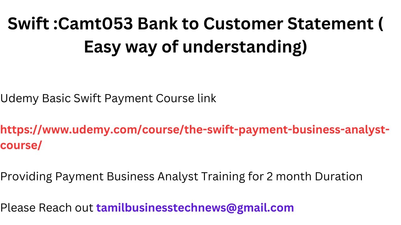 Swift :Camt053 Bank to Customer Statement ( Easy way of understanding) - YouTube