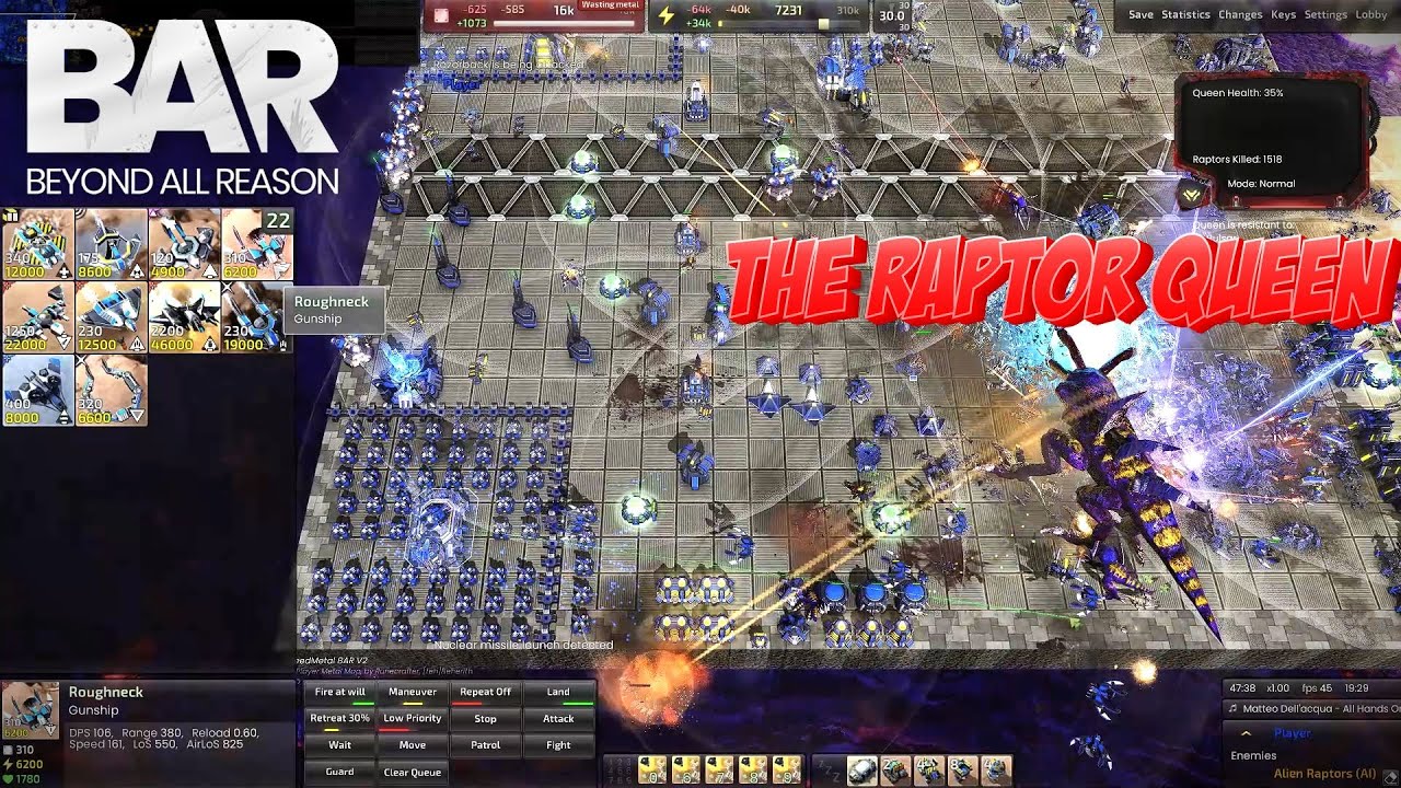 BAR - Beyond All Reason - Raptors mode - The Queen is way too powerful ...