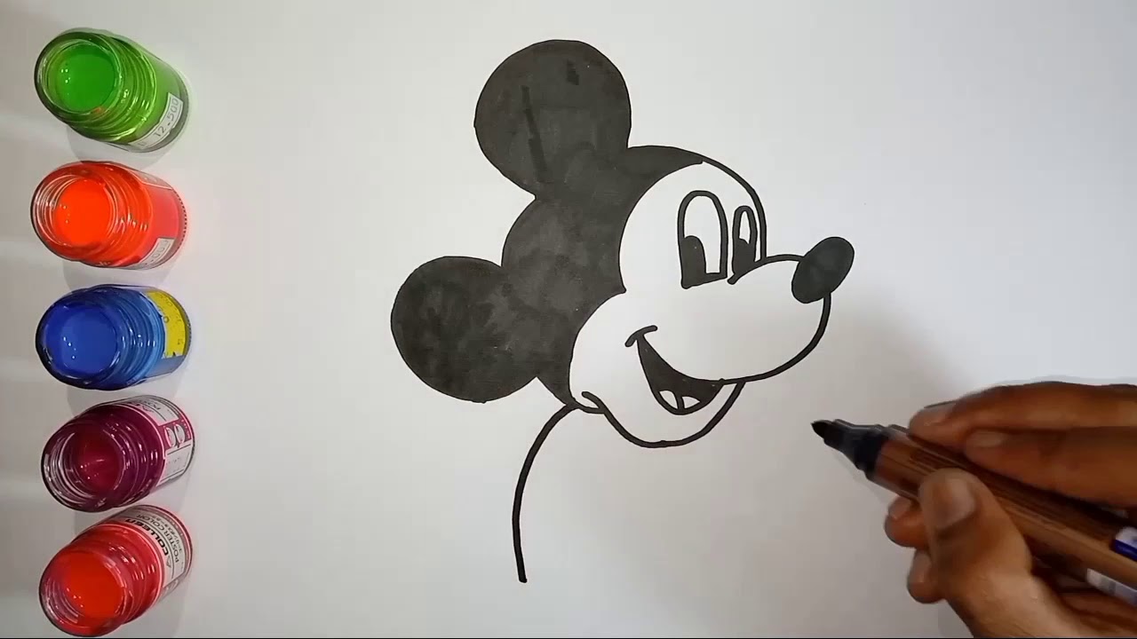 MENGGAMBAR DAN MEWARNAI MICKEY MOUSE Lucu. - YouTube