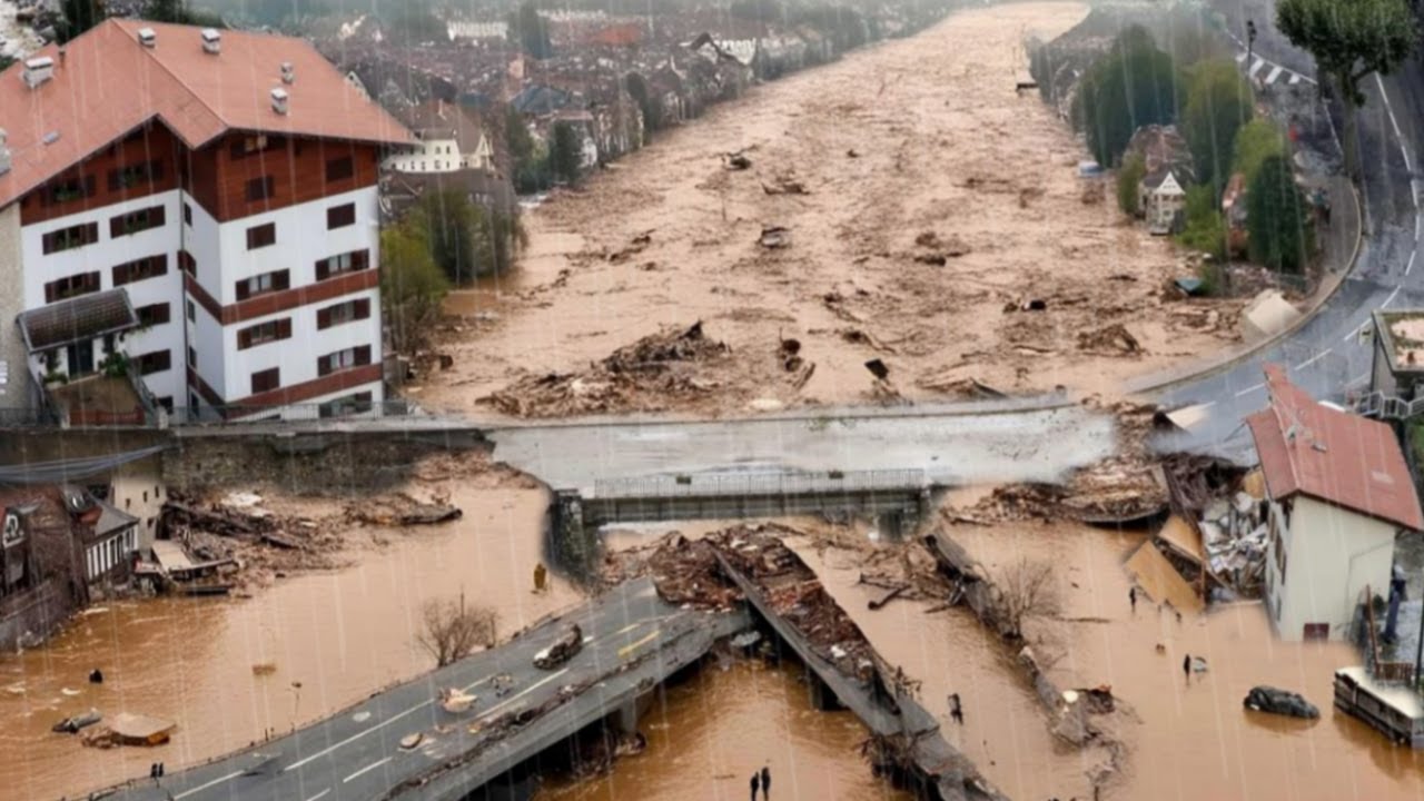 4 minutes ago, flash floods suddenly hit Italy! River overflows ...