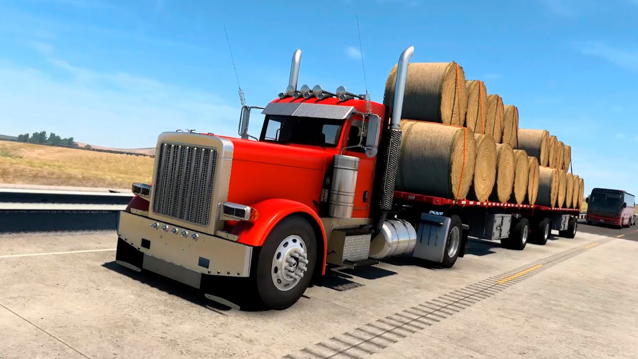 Peterbilt 379 single axle hauling hay bales #290 ATS pure gameplay ...