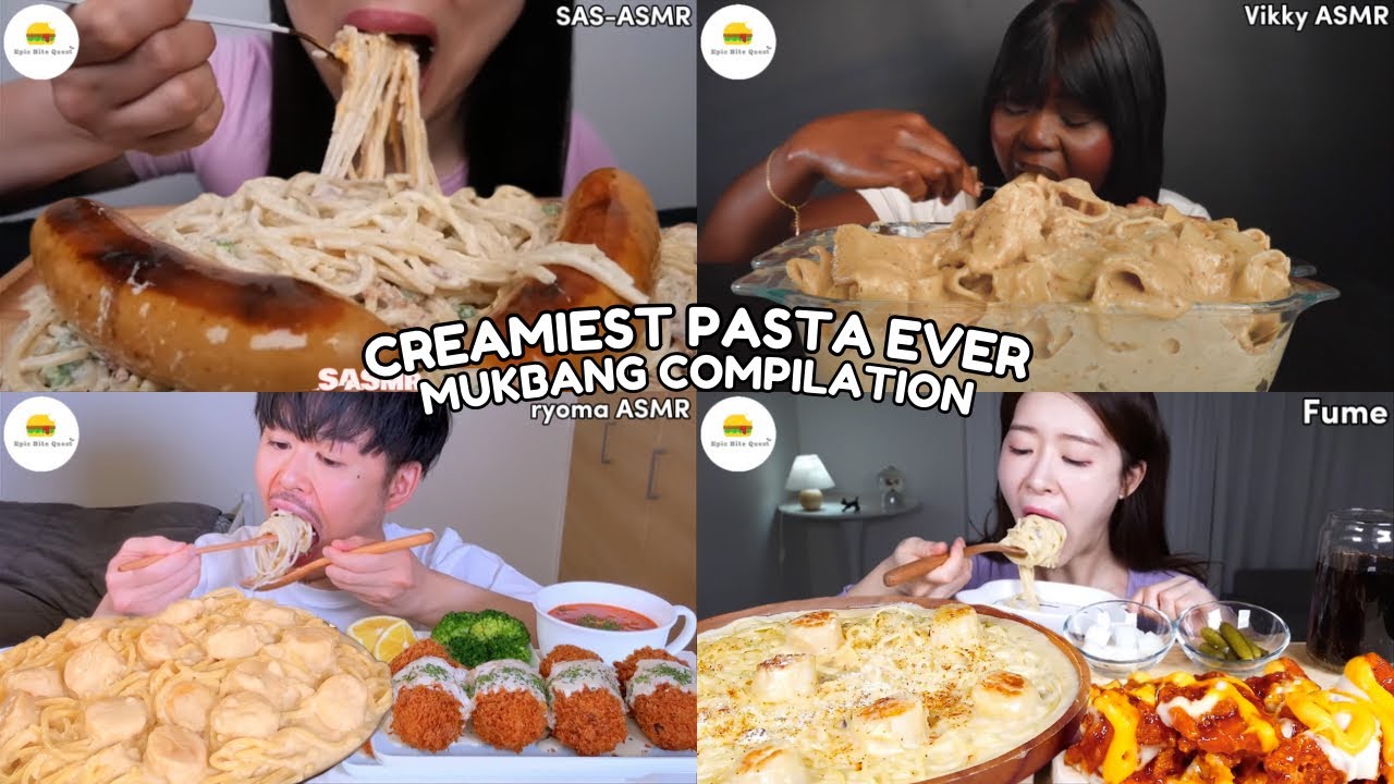 ASMR | CREAMIEST PASTA EVER MUKBANG COMPILATION | - YouTube