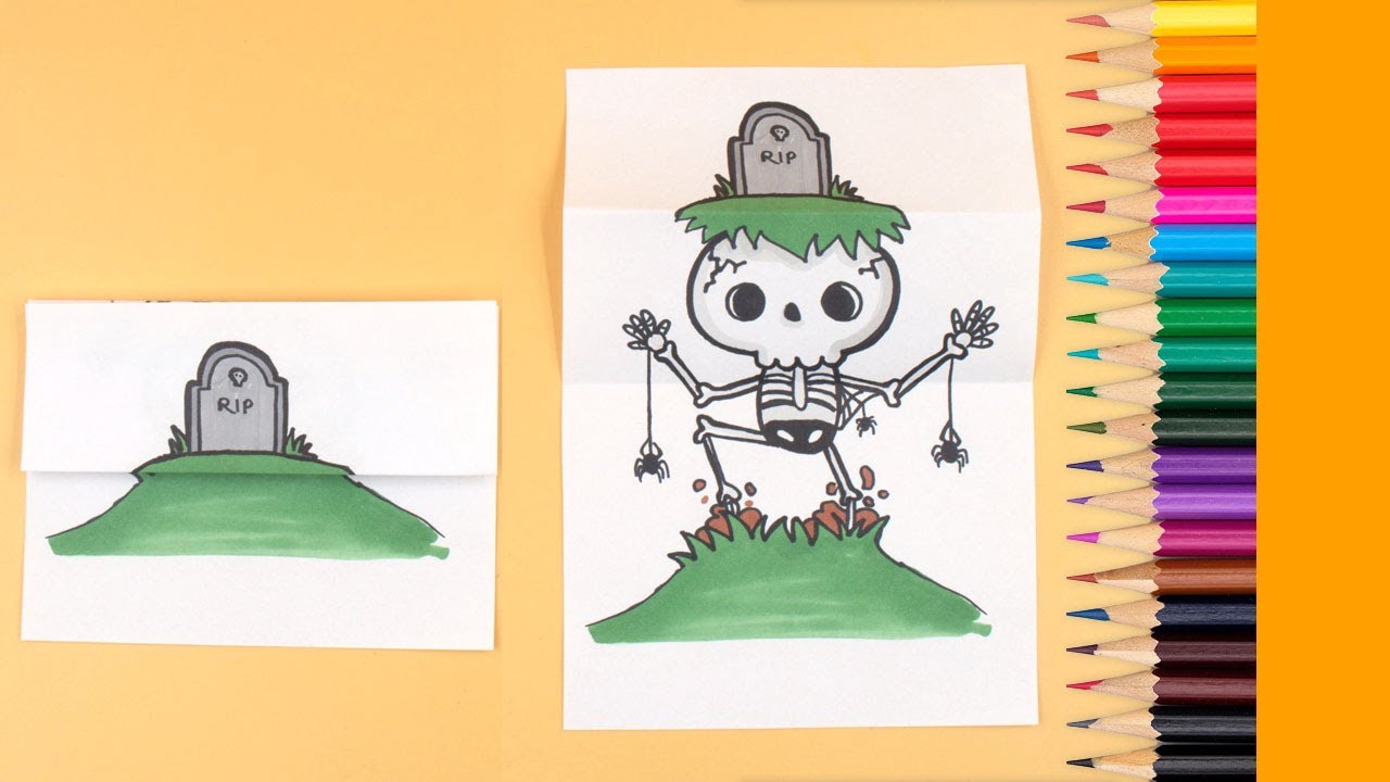 Hogyan rajzoljunk csontvázat?💀🪦 | Meglepetés rajz | Halloween - YouTube