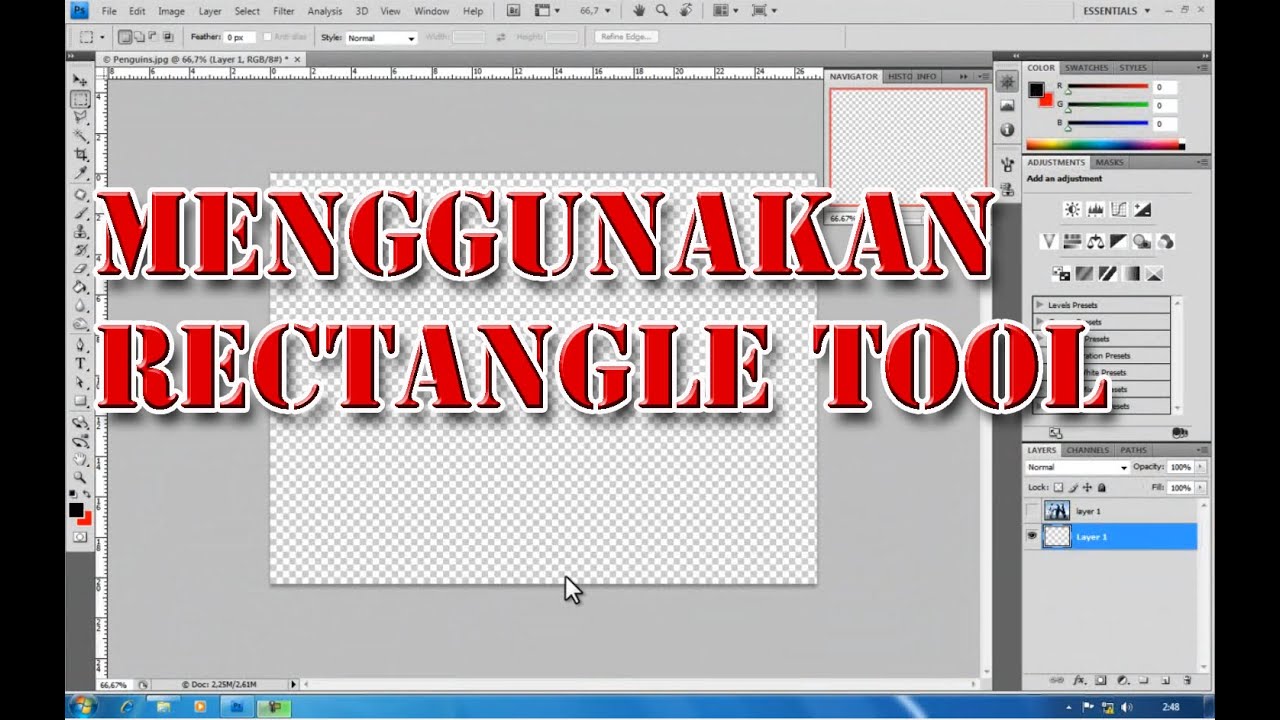 belajar PHOTOSHOP menggunakan rectangle tool - YouTube
