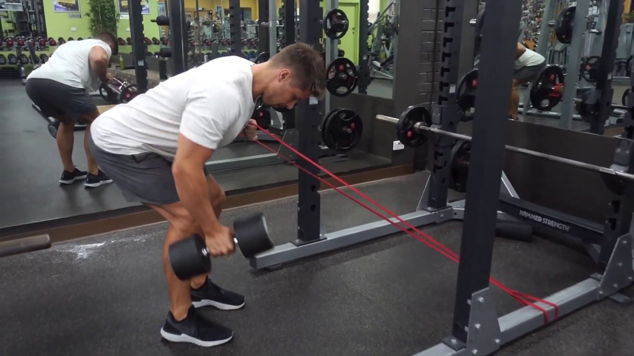 Single Arm Dumbbell Row with Band Iso Hold - YouTube