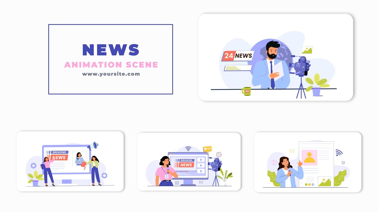 News Reporter Character Animation Scene After Effects Template - YouTube