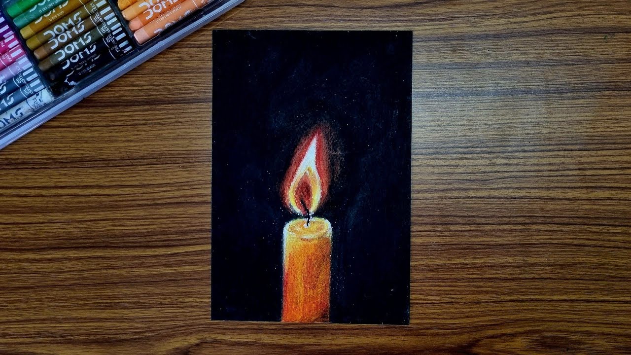 Realistic candle drawing using oilpastels#17/Step by step tutorial # ...
