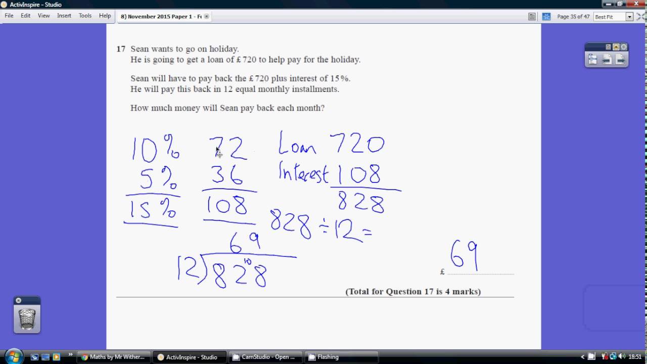 8) Edexcel GCSE Maths Foundation Tier Paper 1F - 4 November 2015 Q17 ...