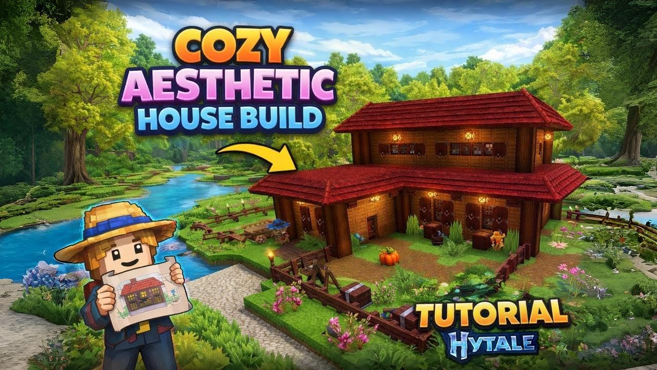 Cozy Starter House Build 🏠🌿 | Hytale Tutorial - YouTube