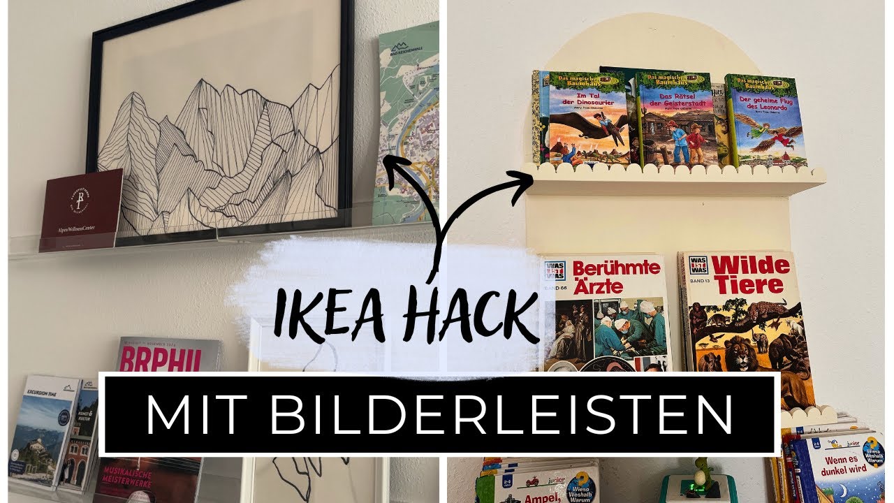 IKEA HACKS Wanddeko | Bücherregal aus MÅLERÅS Bilderleisten | Regale ...