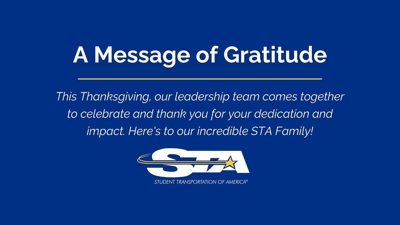 A Thanksgiving Message from STA Leadership | Grateful for Our Team ...