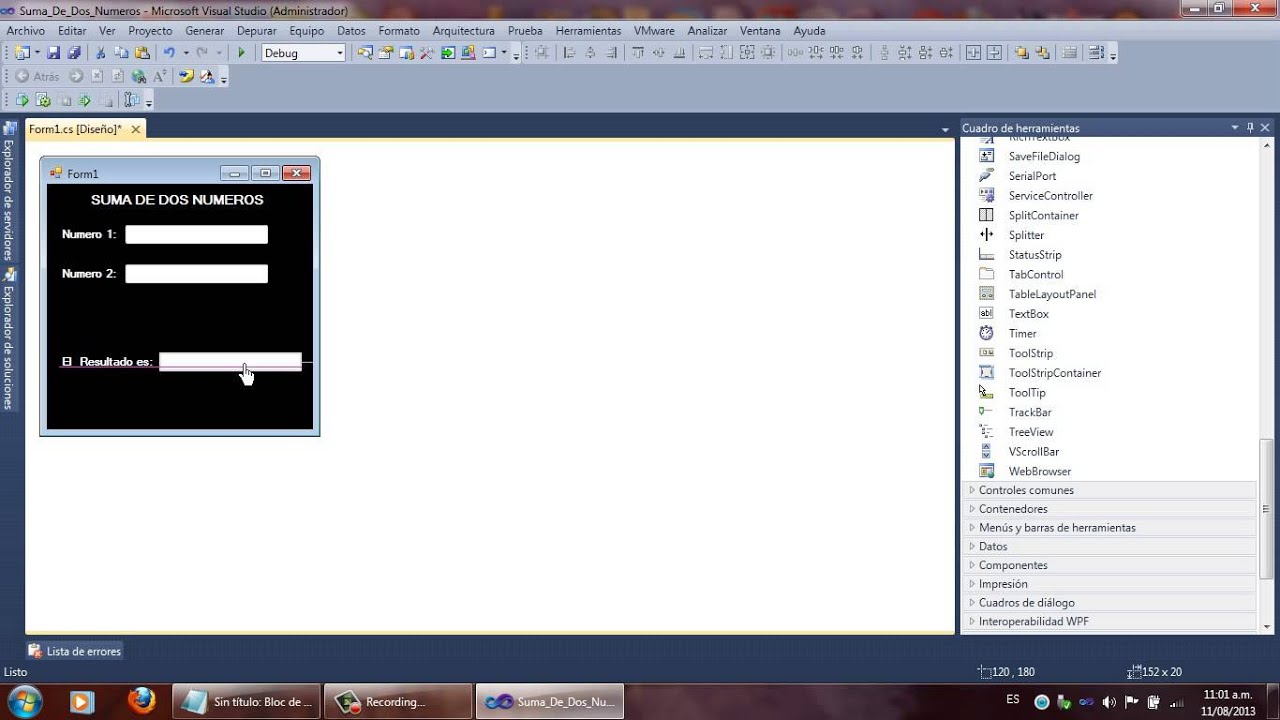 suma de dos números en C# con Microsoft Visual Studio 2010 - YouTube